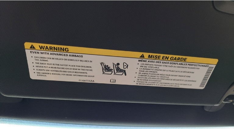 2019 - 2025 Jeep Grand Cherokee Sun Visor Warning Label BLACKOUTS ...