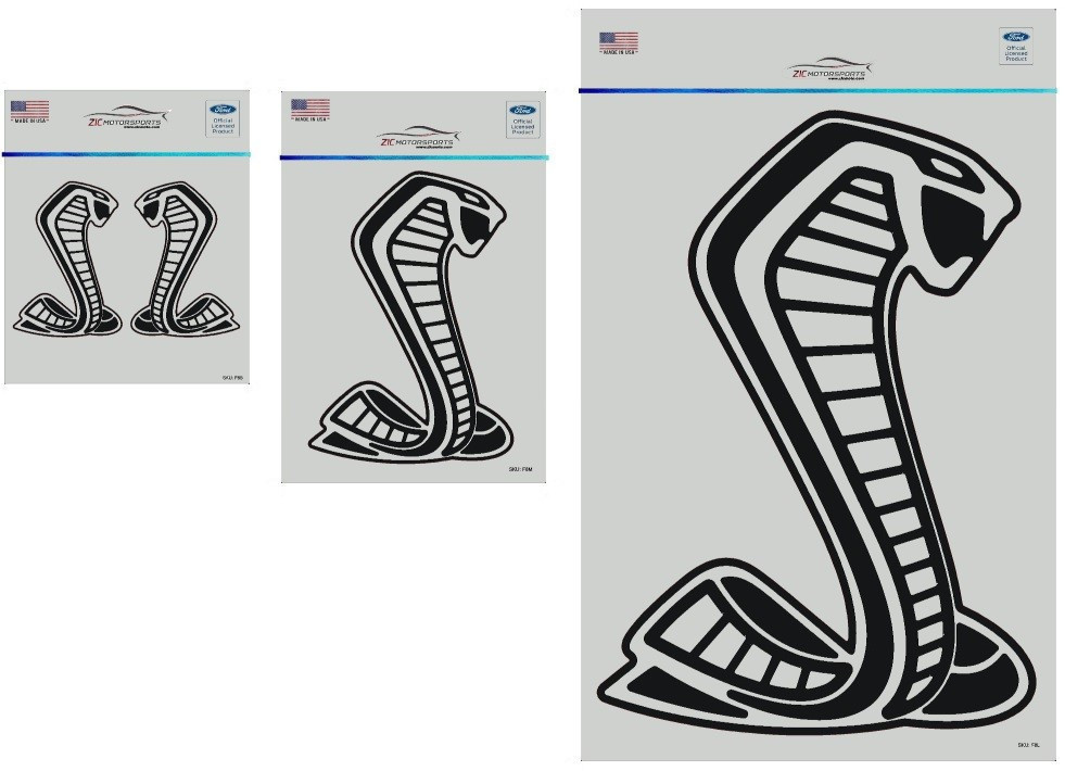 Ford Mustang Shelby Cobra Silver Snake Badge Vinyl Decals (F8xx)