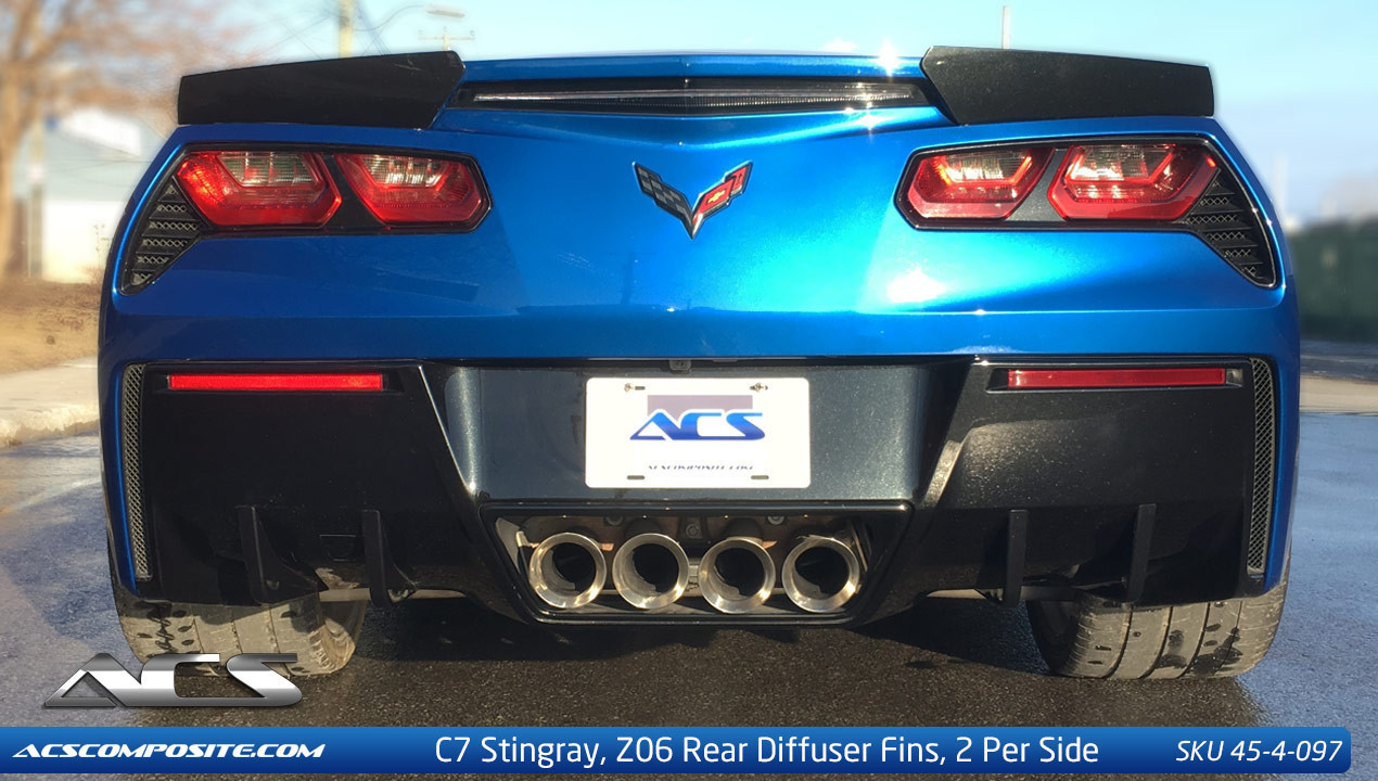 2014-2017 C7 Stingray, Corvette Z06 Rear Diffuser Fins - 2 Per Side