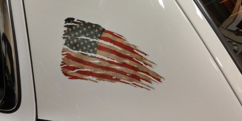 American Flag Decal - Tattered and Distressed Look