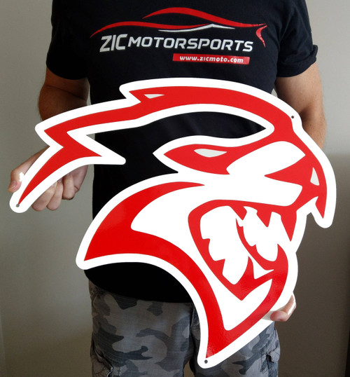 Dodge Hellcat Cutout Red Garage Steel Sign