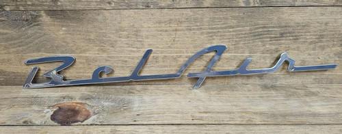 Chevy Bel Air Script Chrome Steel Sign 22x3 in