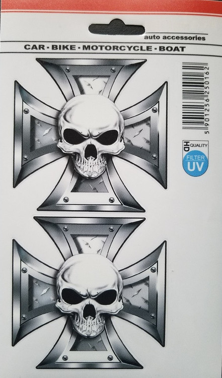 Auto and Motorcycle Iron Cross and Skull Decal Sticker