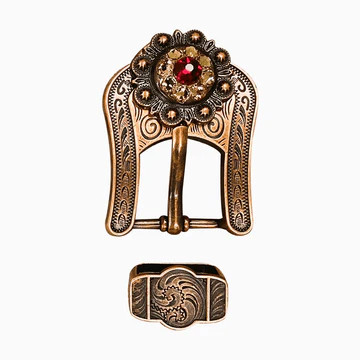 Copper Ruby and Champagne European Crystal Buckle Keeper Set - Glowing ...