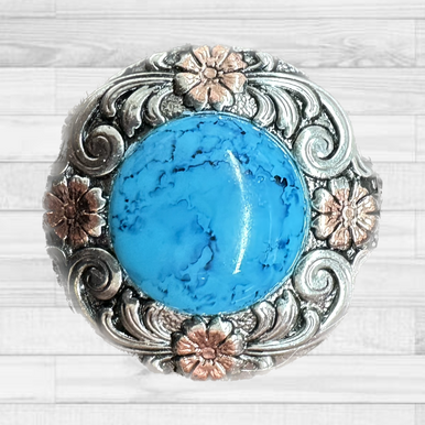 Antique Silver Turquoise Copper Floral Western Concho 1.25" W222L ...