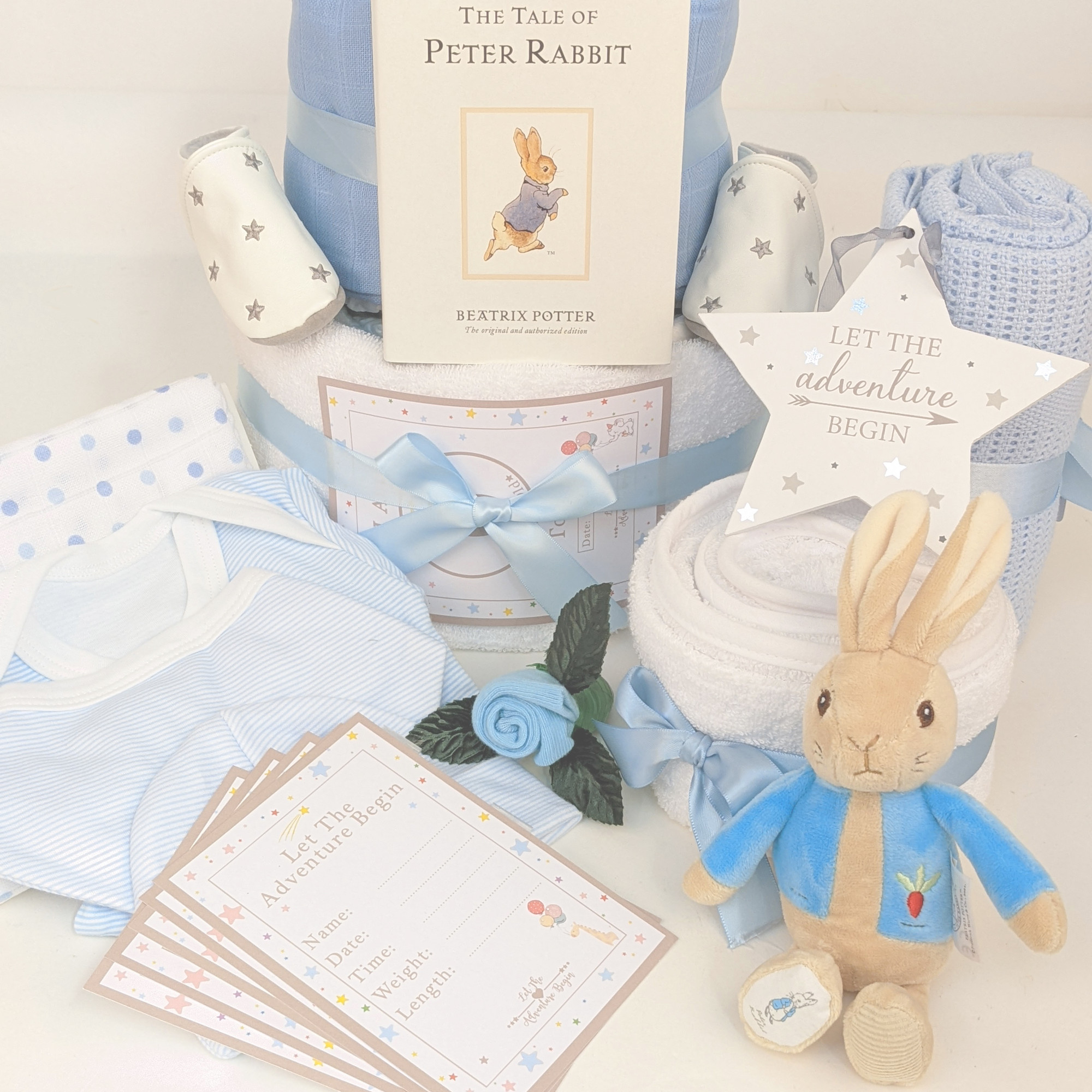 3 Tier Blue Luxury Baby Boy Nappy Cake (Peter Rabbit)