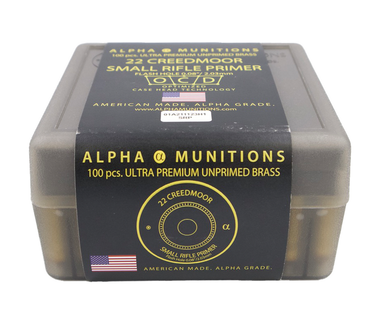Alpha Munitions - 22 Creedmoor, Small Rifle Primer 100/Box