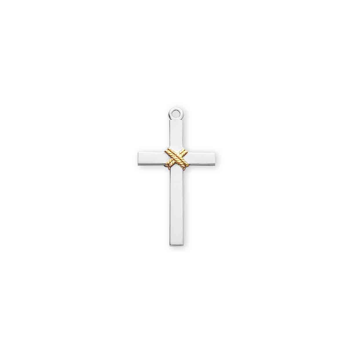 Two-Tone Cross With A Rope | 24" Endless Curb Chain - Holy Land Art ...