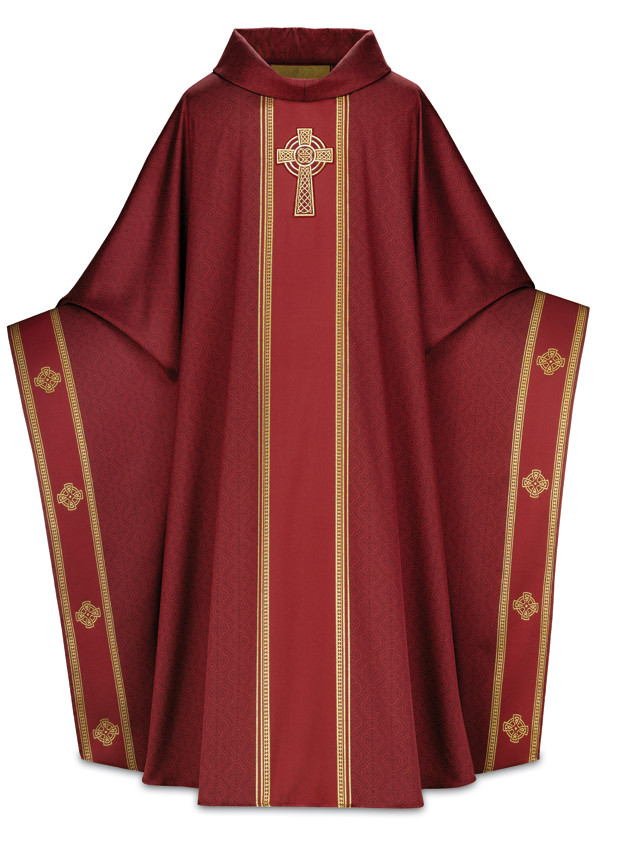 #3858 Celtic Hand Embroidered Monastic Chasuble | Roll Collar | 100% ...