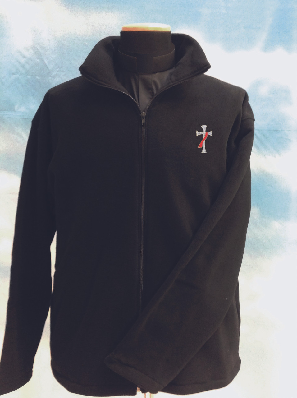 Embroidered Deacon Cross Fleece Jacket | 100% Polyester - Holy Land Art ...