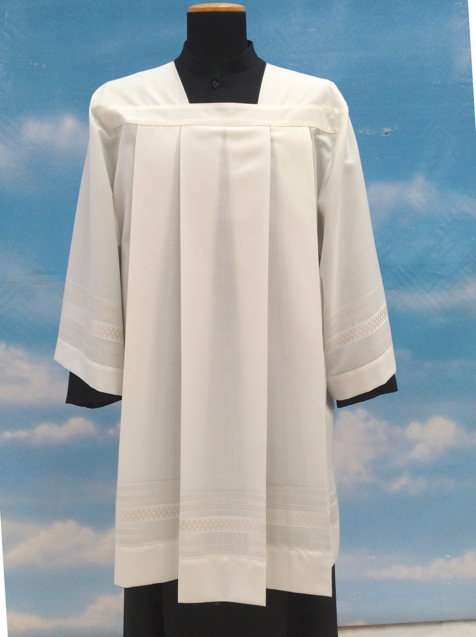Gold-Trimmed Surplice – Embroidered Mixed Wool | Holy Land Art
