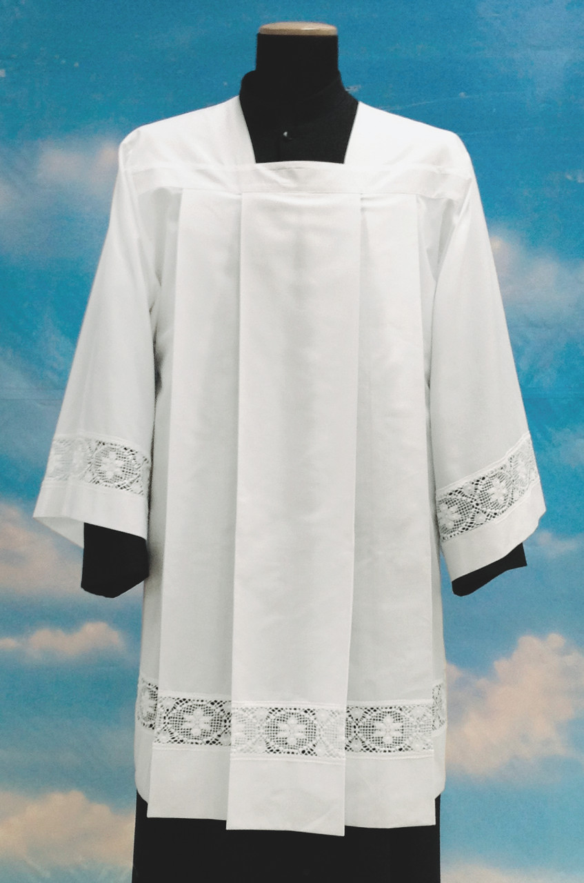 #987 Embroidered Lace Surplice | Mixed Cotton - Holy Land Art Company, LLC