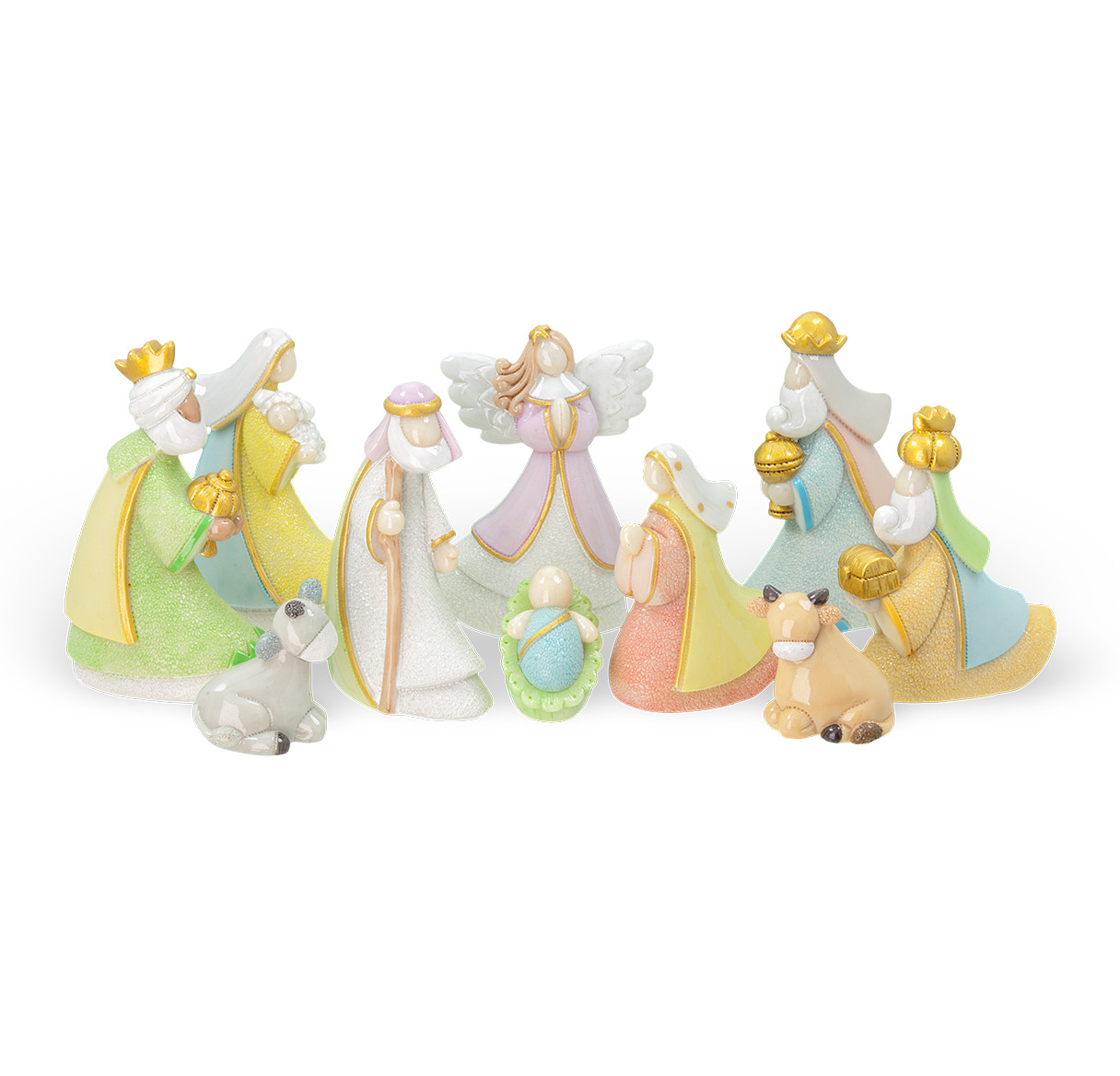 3¼″ Pastel Christmas Nativity Set – 10 Resin Figures