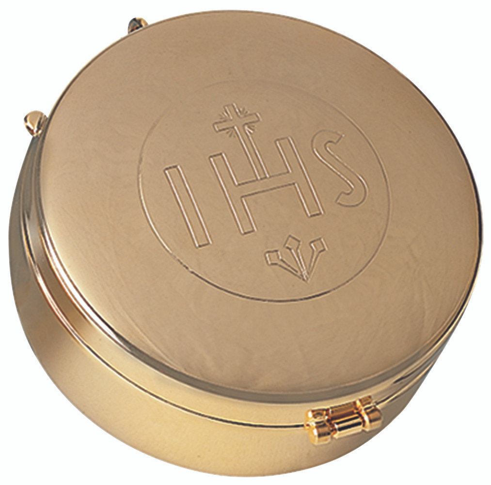 K81 IHS Engraved Hospital Pyx | 24K Gold-Plated | Holds 75 Hosts - Holy ...