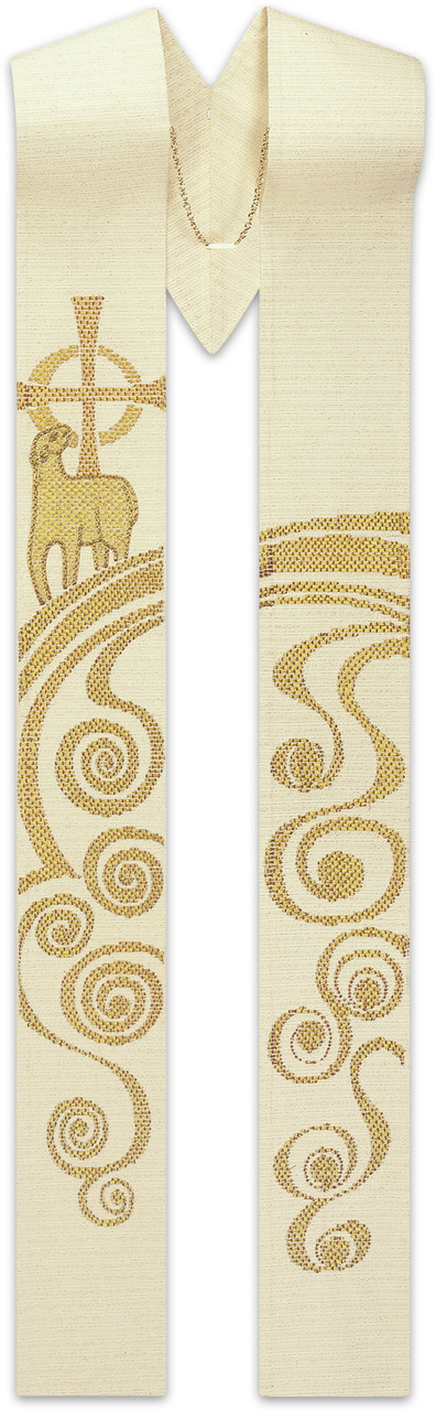 #3356 Hand-Embroidered Lamb of God Overlay Stole | Wool - Holy Land Art ...