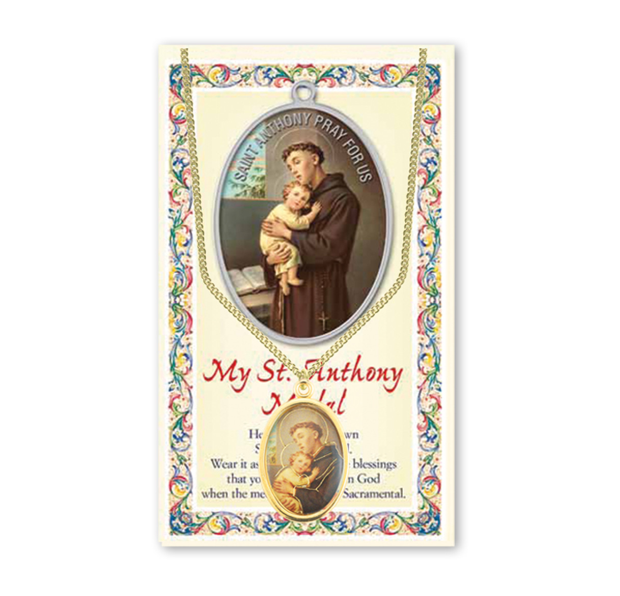 Saint Anthony Patron Saint Enameled Medal - Holy Land Art Company, LLC