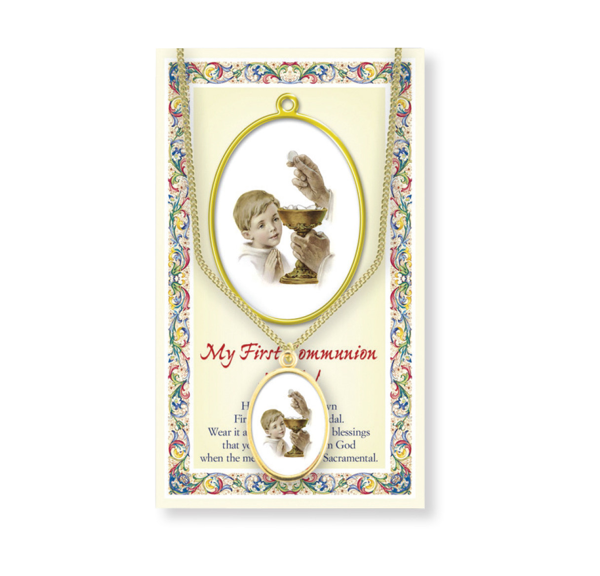 Boys First Communion Medal – Patron Saint Enamel