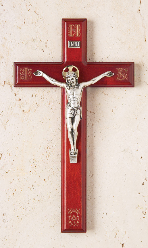 11" Rosewood Crucifix with Engraved IHS Pattern - Holy Land Art Company ...