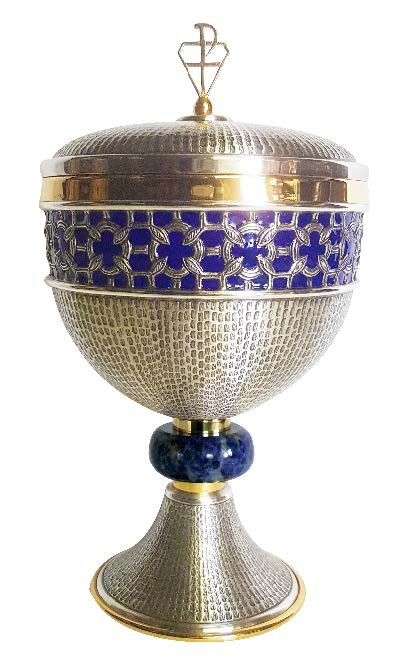 #1635 Hand-Chiseled "Coptic Cross" Covered Ciborium | Holds 250 Hosts ...