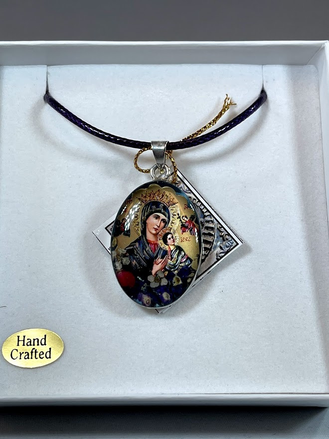 Our Lady of Perpetual Help Pressed Flower Pendant | Handmade In Mexico ...