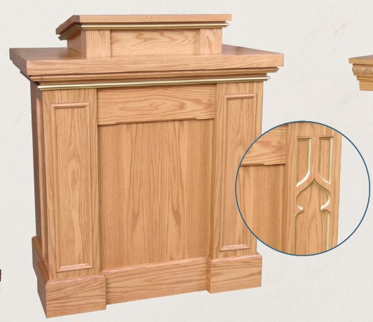 #620 Gold Trim Pulpit with Shelves | Multiple Finishes Available - Holy ...