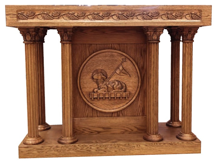 #49 Paschal Lamb Altar of Repose with Grape & Leave Engraving | Oak ...