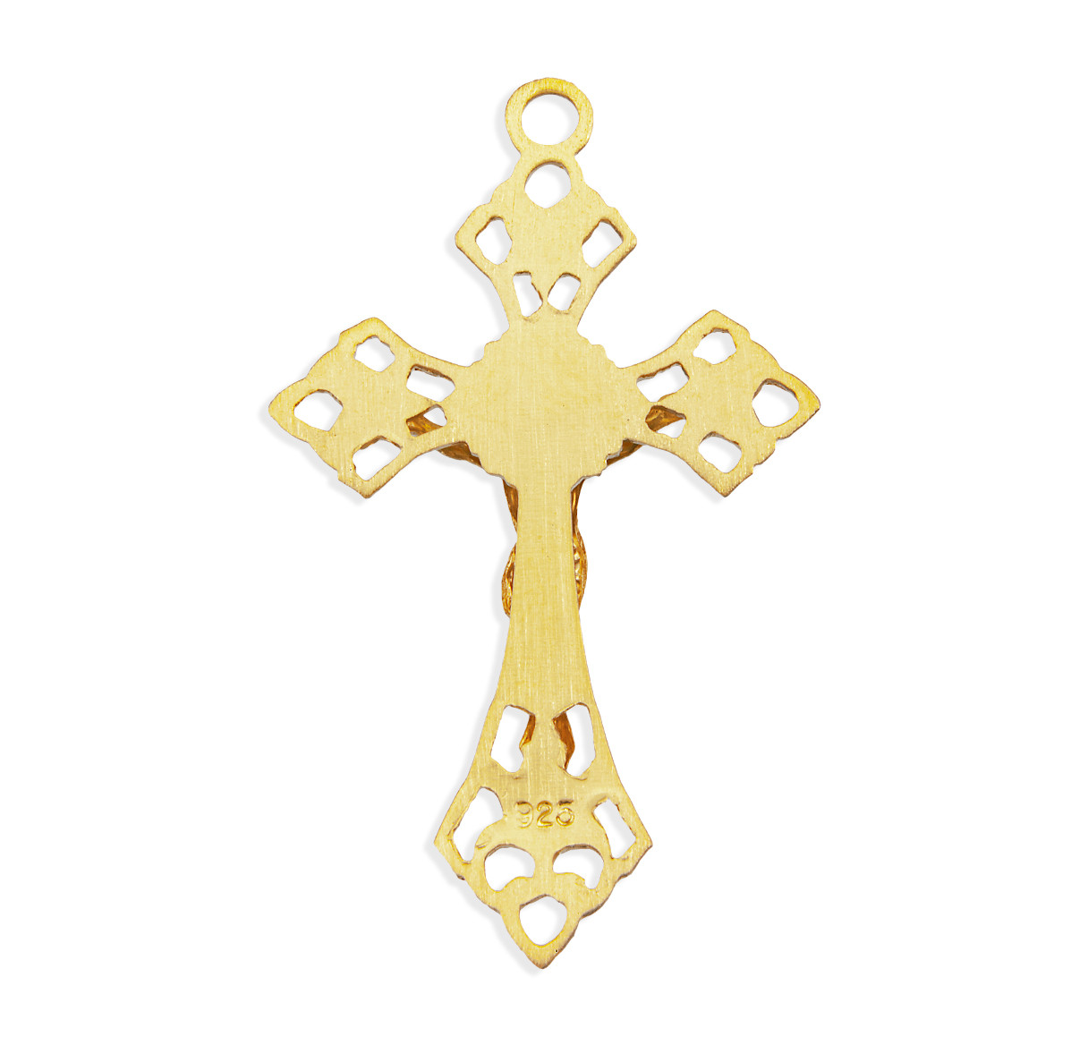 Gold Over Sterling Silver Pierced Crucifix with Angle Tips - Holy Land ...