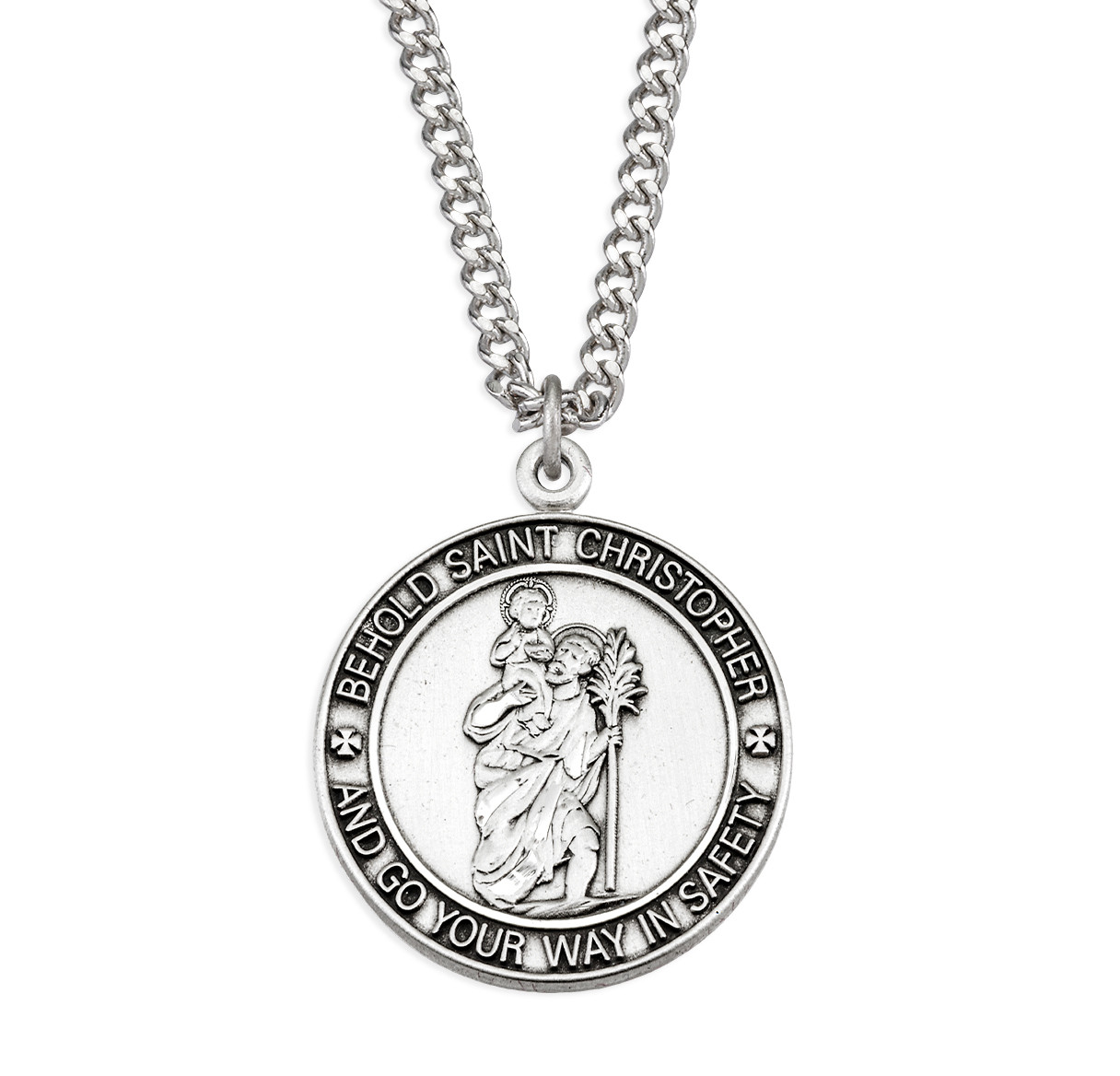 Sterling Silver St. Christopher Pendant with Border - Holy Land Art ...