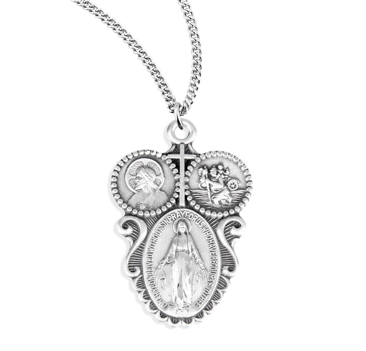 Sterling Silver 3-Way Medal - Holy Land Art Company, LLC