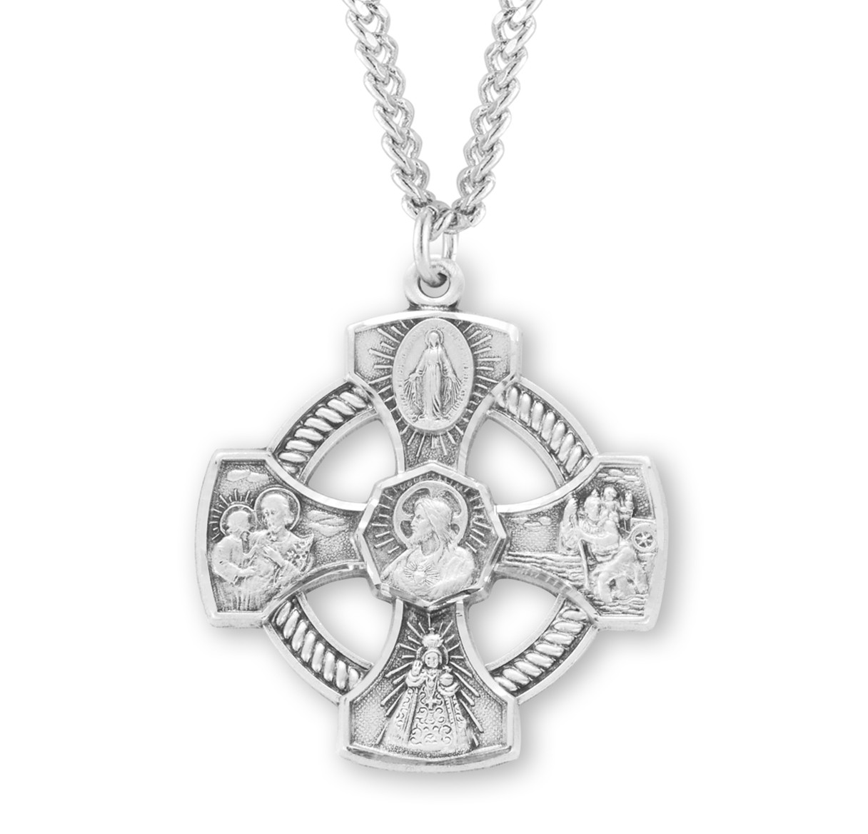Sterling Silver 5-Way Medal - Holy Land Art Company, LLC