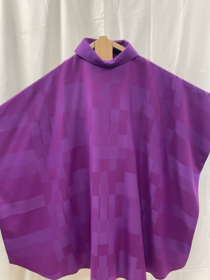 Purple Woven Cross Monte Casino Monastic Chasuble | Roll Collar | Wool ...