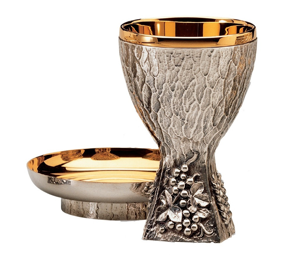 #4010 Grape & Wheat Chalice & Bowl Paten | 6-1/2", 16oz. | Oxidized ...