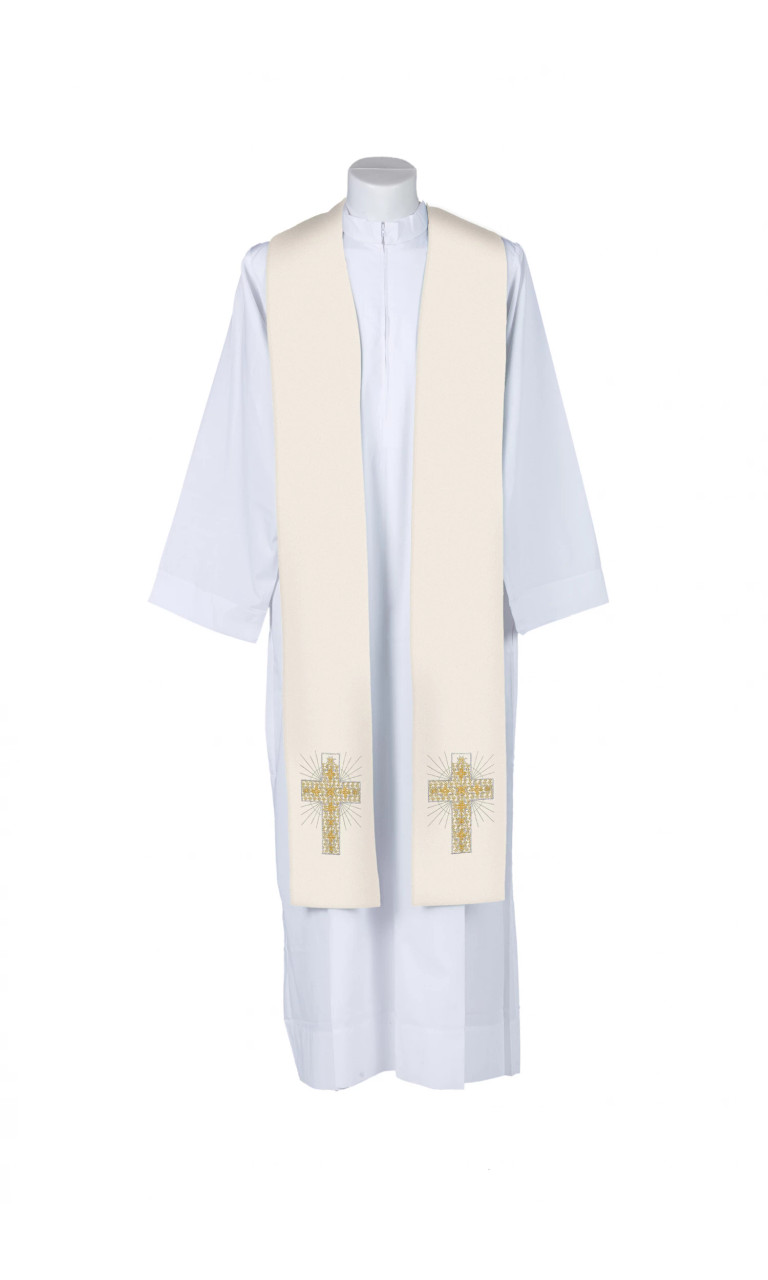 Embroidered Cross Overlay Stole | 100% Poly | All Colors | Made In ...