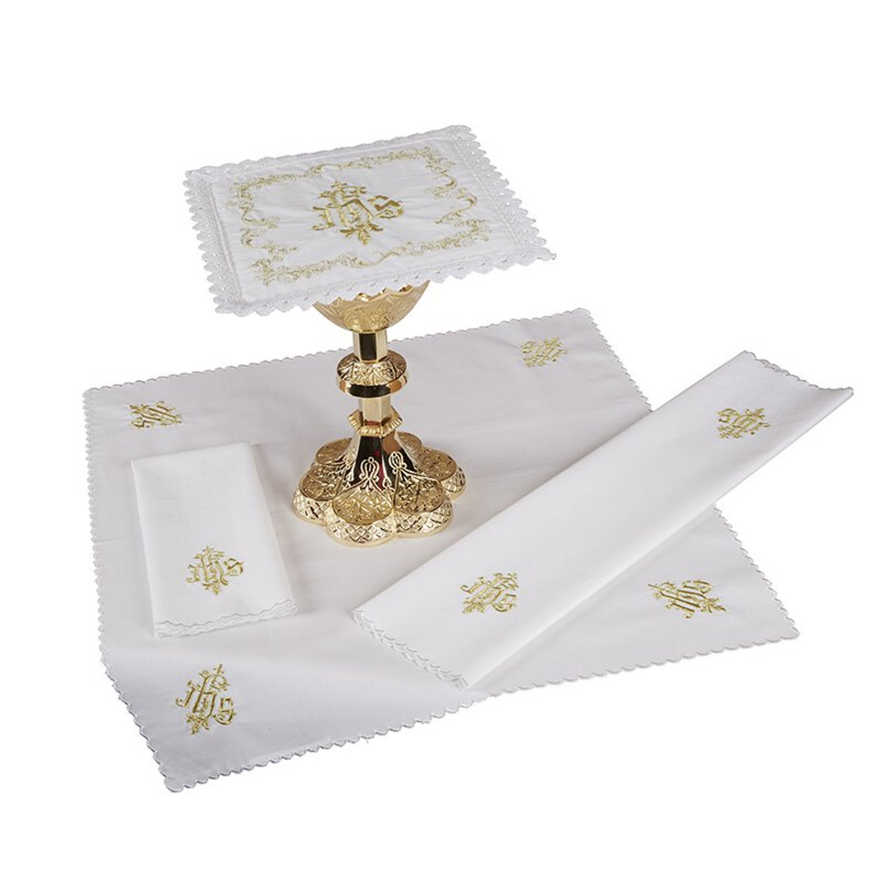 Embroidered IHS Altar Linen Set | 100% Cotton - Holy Land Art Company, LLC