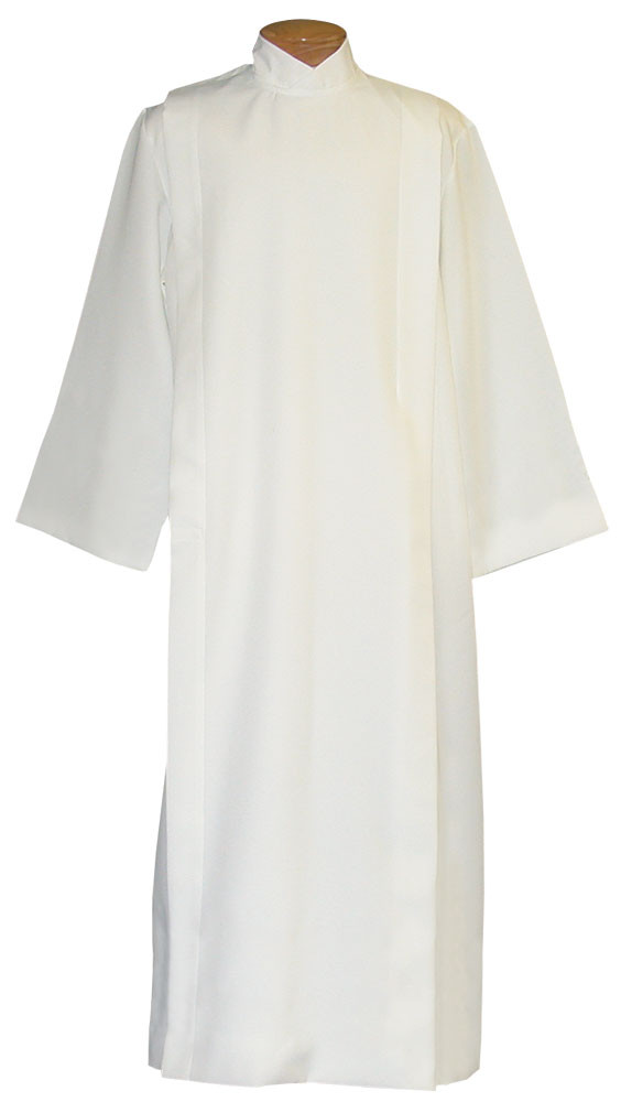 #4885 Plain Front Wrap Alb | Smooth Silky Poplin Polyester - Holy Land ...