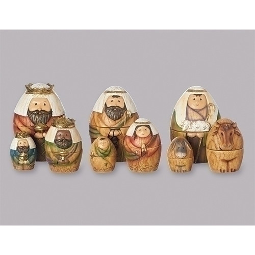 9 Piece 6" Nesting Nativity Set | Resin/Dolomite - Holy Land Art ...