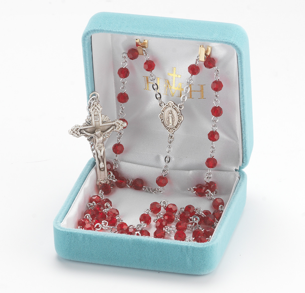 Round Ruby Bead Rosary - Holy Land Art Company, LLC