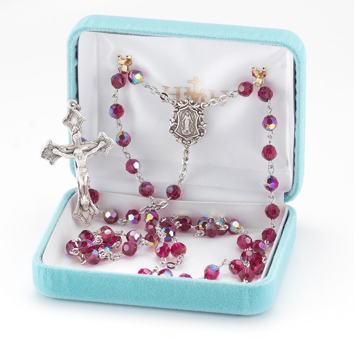 Ruby Swarovski Crystal Rosary - Holy Land Art Company, LLC