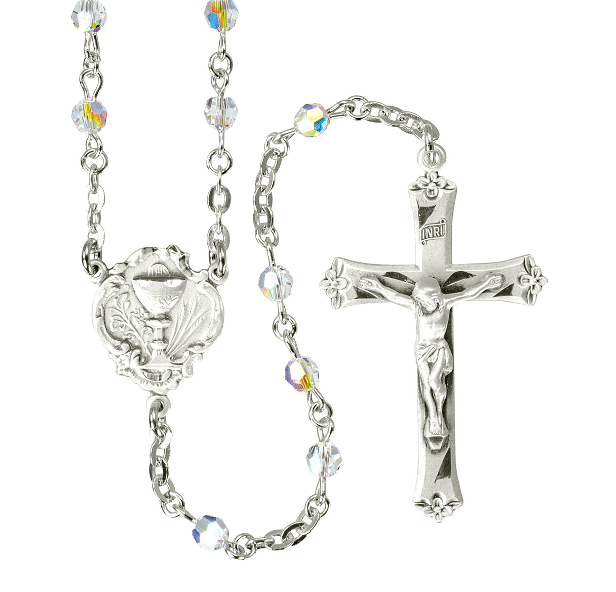 Swarovski Crystal Aurora Bead Rosary - Holy Land Art Company, LLC