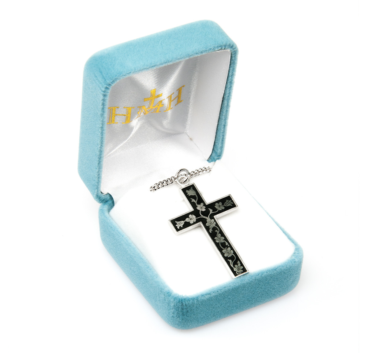 Black Enameled Sterling Silver Cross - Holy Land Art Company, LLC