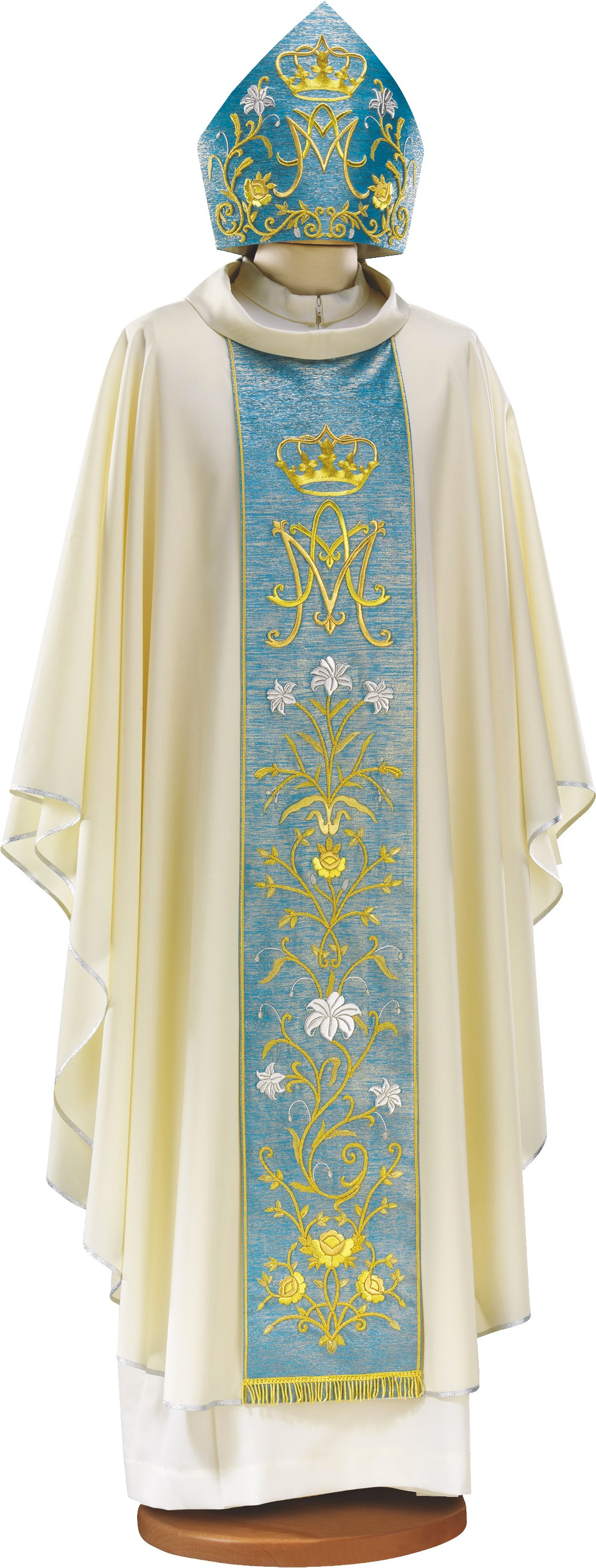 Italian Marian Crown Chasuble – Blue Scapular, Wool