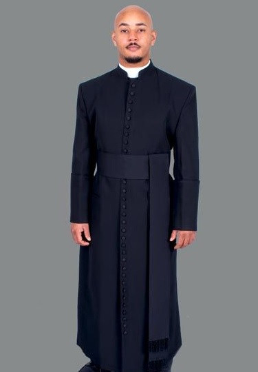Men's 33 Button Cassock & Band Cincture Clergy Robe | Black - Holy Land ...