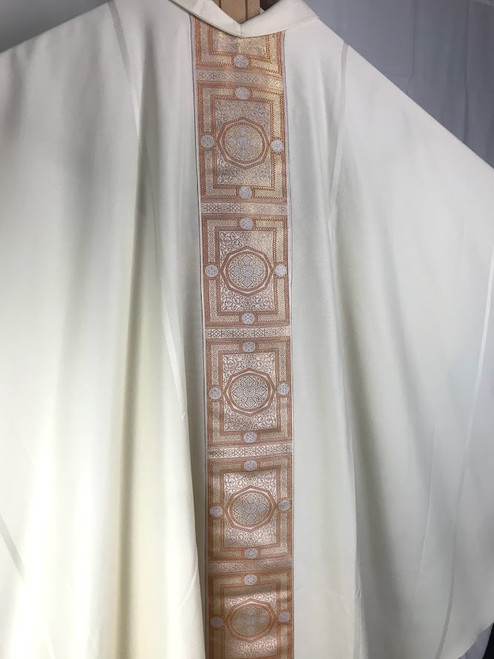 Embroidered Gold & Red Ophrey Monastic Chasuble | Roll Collar | Wool ...