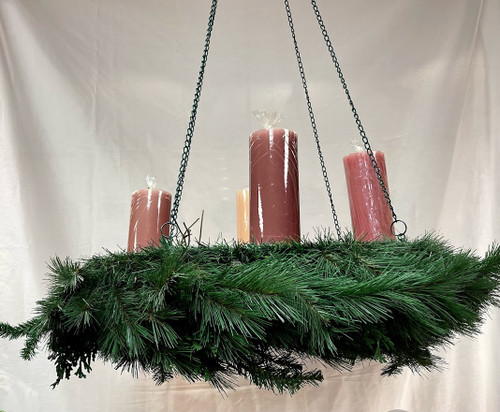 36" Hanging Advent Wreath | Holds 3" Pillar Candles - Holy Land Art ...