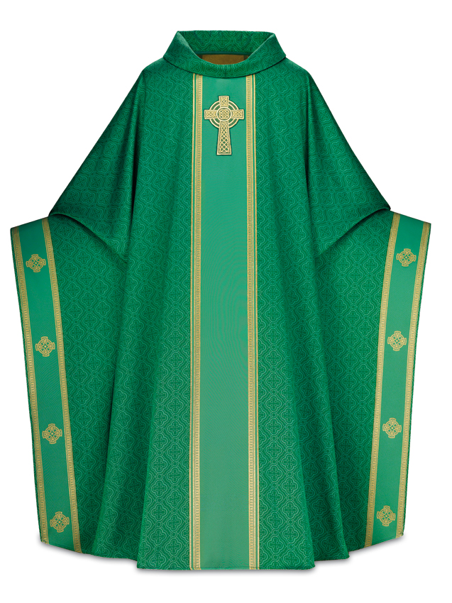 #3858 Celtic Hand Embroidered Monastic Chasuble | Roll Collar | 100% ...