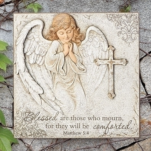 11" Angel Cross Bible Verse Plaque | Resin/Stone - Holy Land Art ...