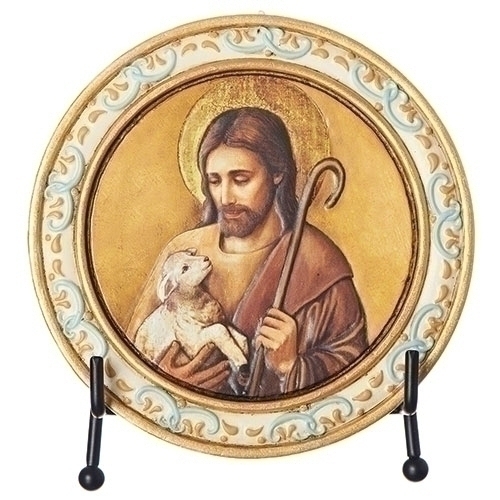 Good Shepherd Jesus Plaque 4.5″ Resin Stone