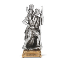 St. Christopher with Jesus Pewter Statue - Holy Land Art Company, LLC