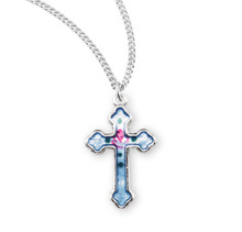 Sterling Silver Blue Enameled Cross - Holy Land Art Company, LLC