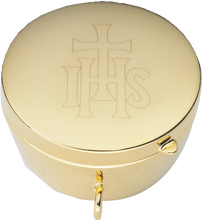 IHS & Cross Engraved Pyx | 24K Gold Plate | High Polish Inside | Holds ...